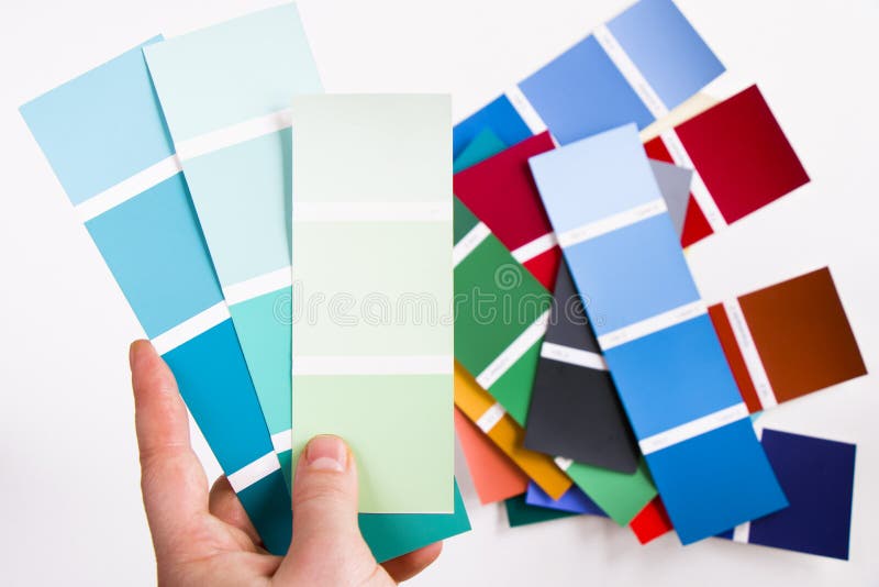 High Angle View of Color Cards on the White Background, Variation and ...
