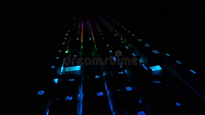 High-angle View of a Colorful Illuminated Computer Keyboard - LED ...