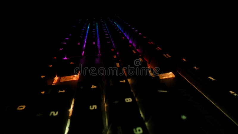 High-angle View of a Colorful Illuminated Computer Keyboard - LED ...