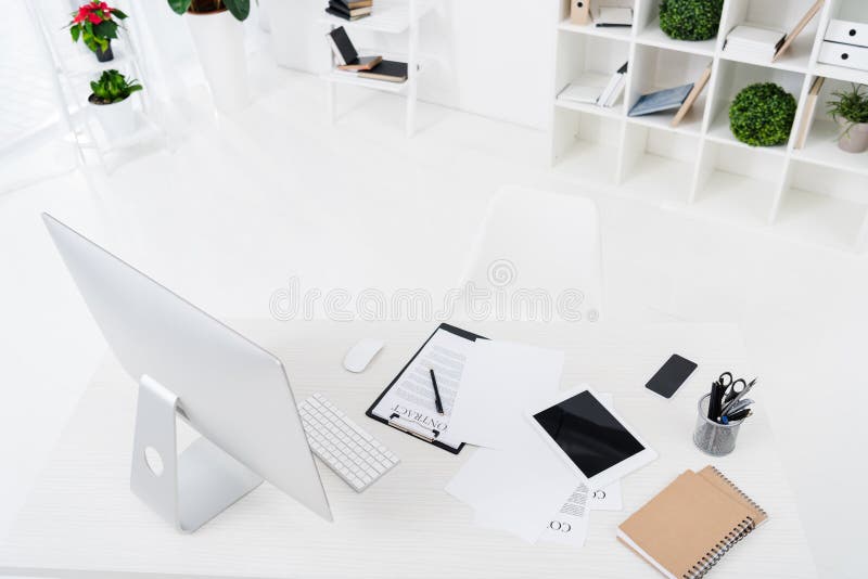 Top View of Digital Devices with Black Screens and Motherboard and ...