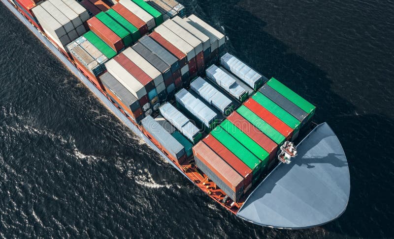 Top View of Container Vessel in the Sea Stock Photo - Image of sailing ...