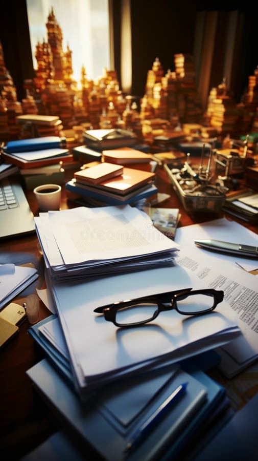High Angle View Corporate Papers Spread Methodically on Desk, a Scene ...