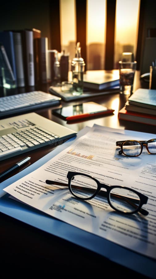 High Angle View Corporate Papers Spread Methodically on Desk, a Scene ...