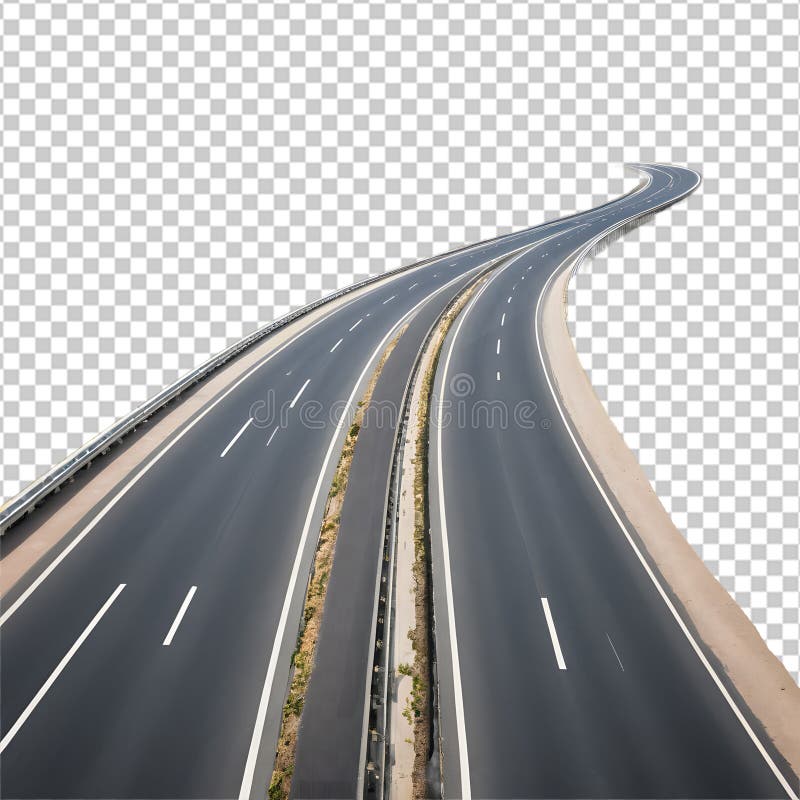 High-angle View of a Curving Highway with Transparent Background. Stock ...