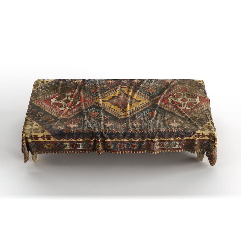 High-angle View of a 3D Render of a Carpet on a Table Stock ...