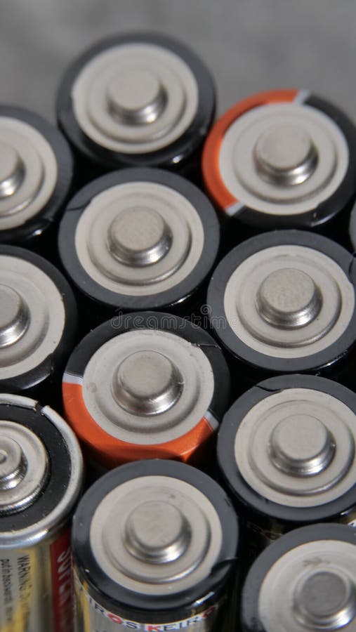 High Angle View of Different Type of Used Batteries Stock Image - Image ...