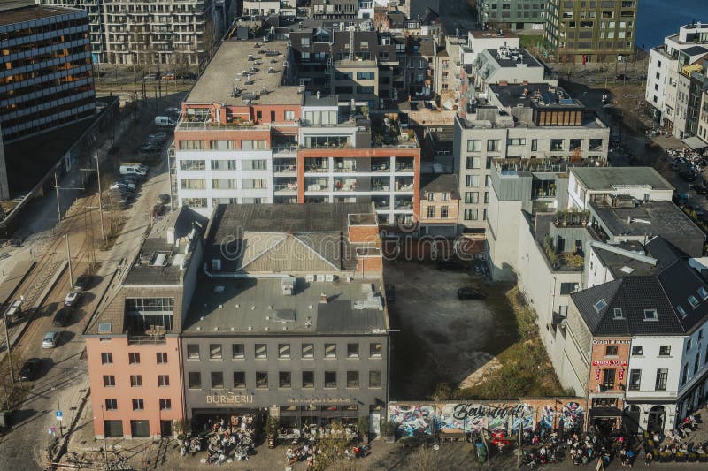 High Angle View Eilandje Urban Area in Antwerp, Belgium Editorial Image ...