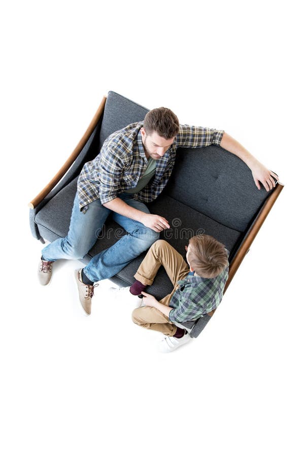 Father Quarreling at Indifferent Son Standing with Crossed Arms Stock ...