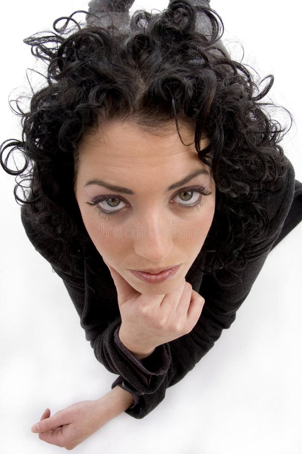 High Angle View of Female Looking at Camera Stock Photo - Image of pose ...