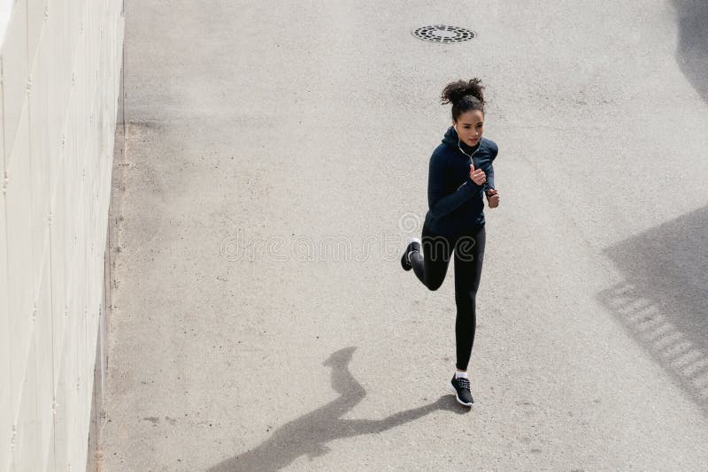 High Angle View of Female Runner Stock Photo - Image of american ...