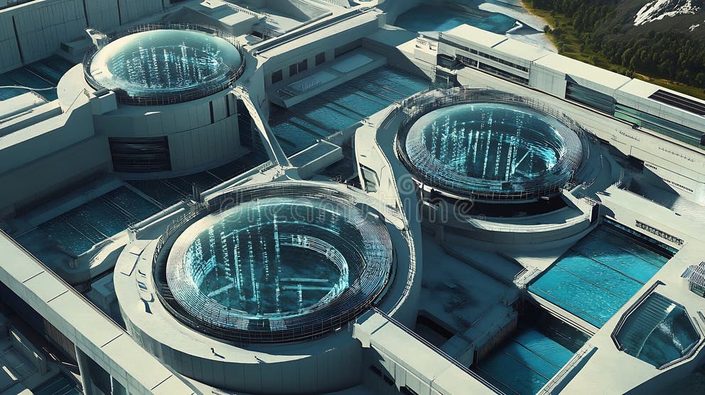 Futuristic Complex Aerial View Stock Illustration - Illustration of ...