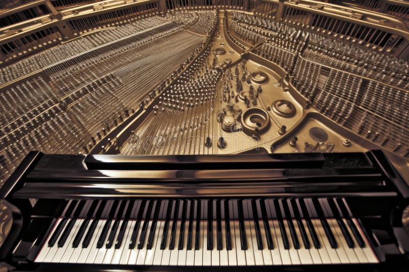 High Angle View of Grand Piano Keys Stock Illustration - Illustration ...