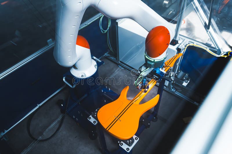 High Angle View of the Guitar Paint Control - Using Robot Arm ...