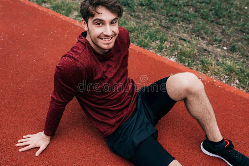 High Angle View of Handsome Runner Stock Photo - Image of cheerful ...
