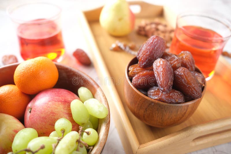 High Angle View of Iftar on Plate on Table during Ramadan Stock Image ...