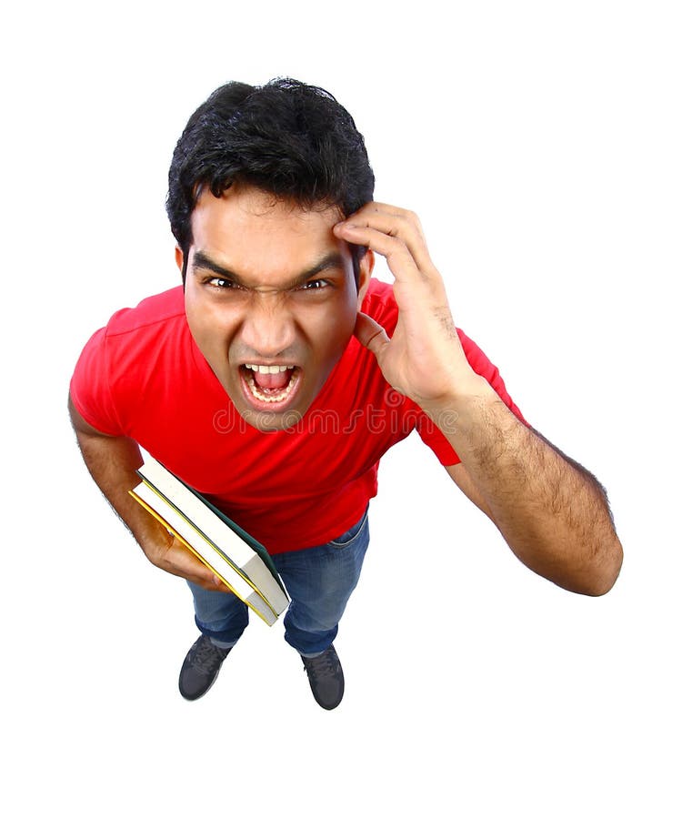 High Angle View of an Indian Student Going Crazy. Stock Photo - Image ...