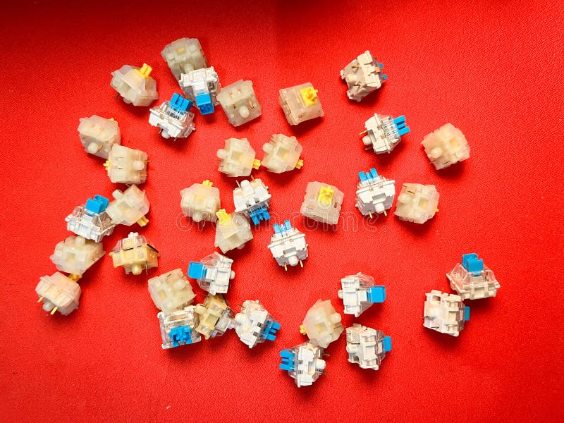 High Angle View of Keyboard Switches Stock Image - Image of circle ...