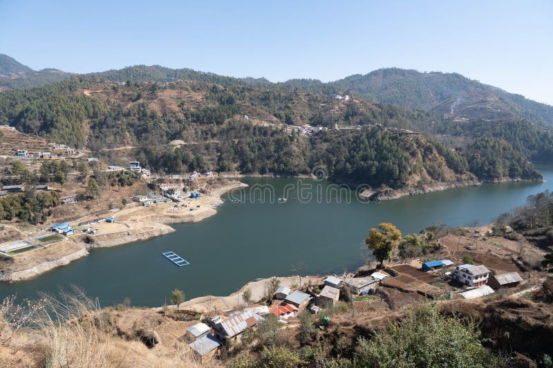 High Angle View of Kulekhani Lake Stock Image - Image of environment ...