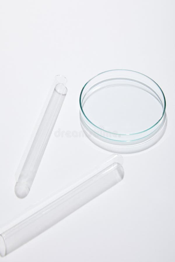 High Angle View of Laboratory Glassware and Test Tubes Stock Image ...