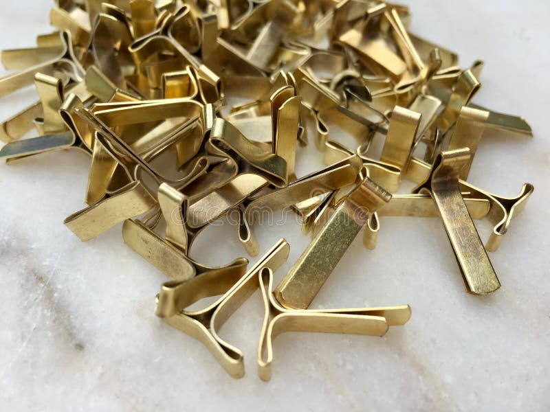 High Angle View of Locking Clips for Envelopes Stock Image - Image of ...