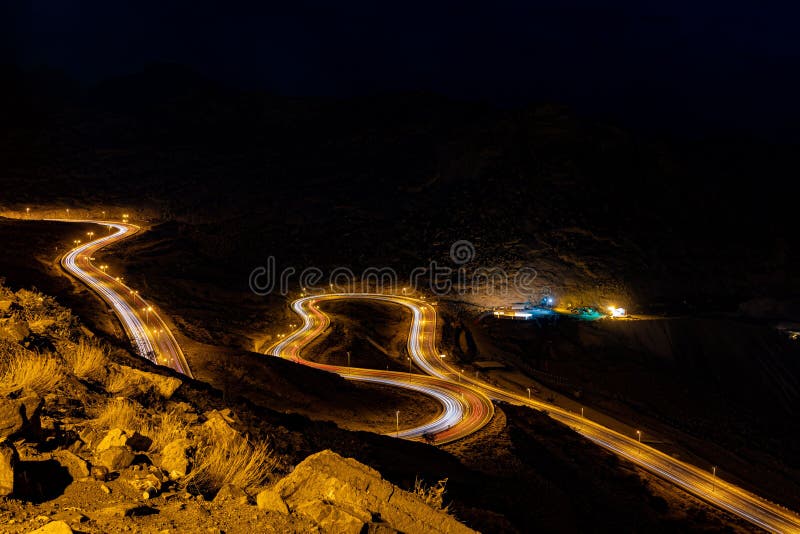 High-angle View of Long Exposure Shots of Lights Over a Highway at ...