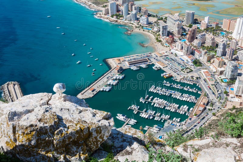 High Angle View of the Marina in Calpe, Alicante, Spain Stock Photo ...
