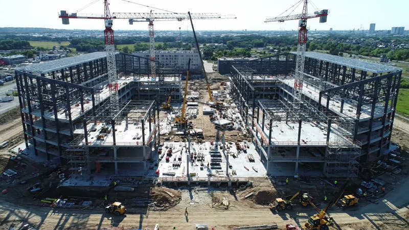 Bird S Eye View of a Sprawling Construction Site Filled with Steel ...