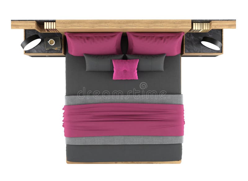 High Angle View of a Modern Bedroom on White Stock Illustration ...