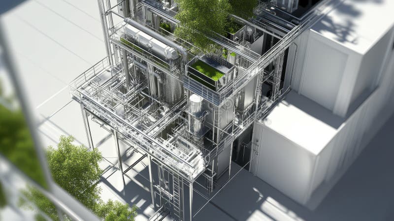 Modern Building Design with Green Rooftop Gardens Stock Illustration ...