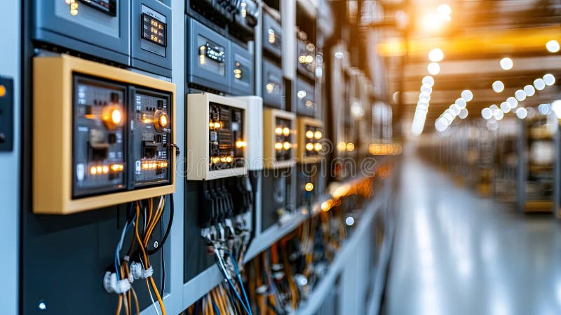 High-angle View of a Modern Control Panel Showcasing Electrical ...