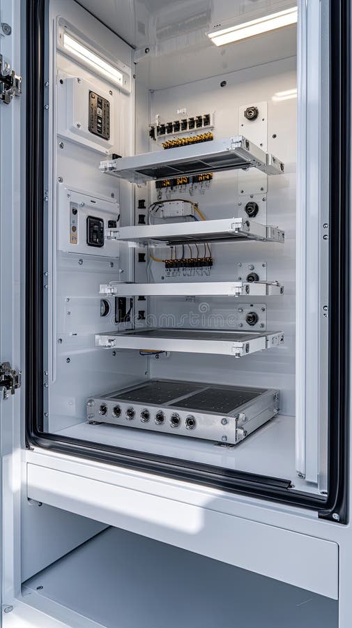 High-angle View of a Modern Control Panel Showcasing Electrical ...