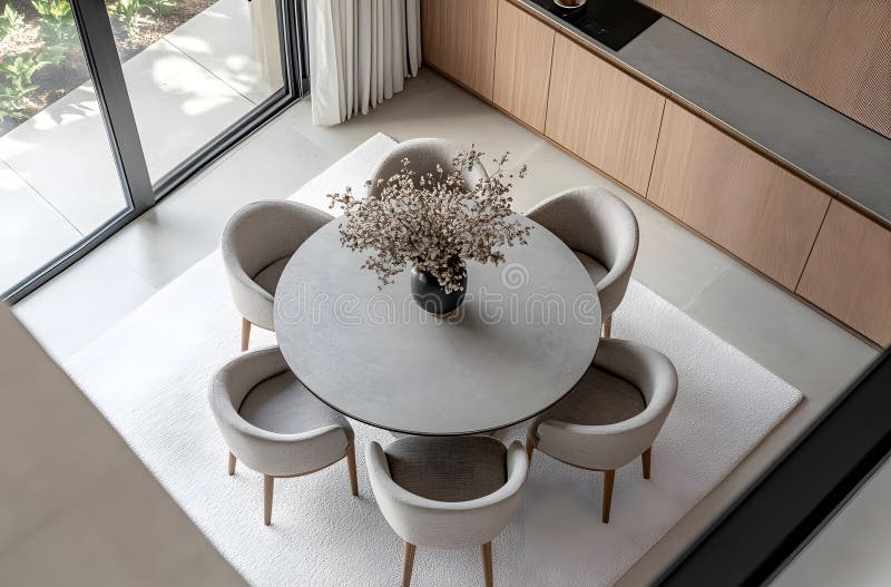 High Angle View of a Modern Dining Area Stock Illustration ...