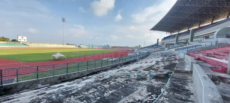 Modern Football Stadium with Spectators in the Background Stock Image ...