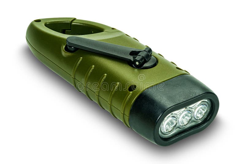 High Angle View of Modern Portable LED Flashlight Powered by a Battery ...