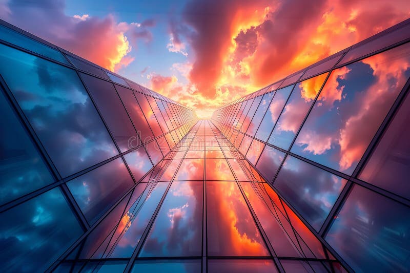Sky Reflections on Glass Building Stock Illustration - Illustration of ...