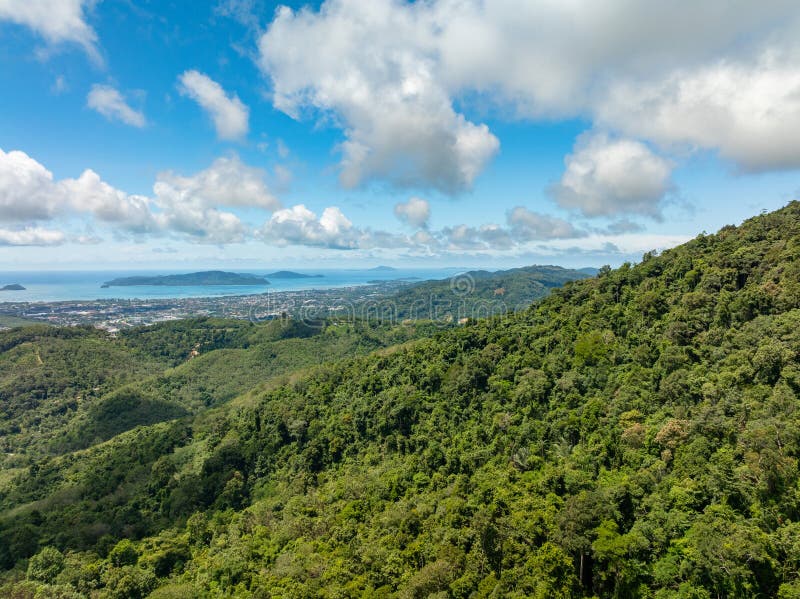 High Angle View Mountains Rainforest Trees Nature Background Stock ...