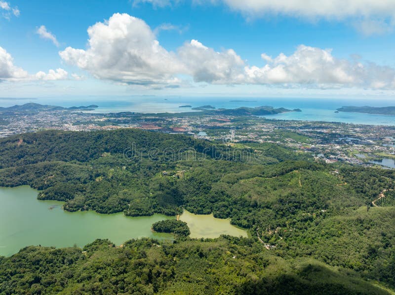 High Angle View Mountains Rainforest Trees Nature Background Stock ...