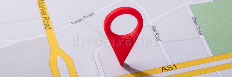 Navigation Map with Red Pin Pointer Stock Image - Image of connected ...