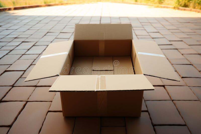 High Angle View Open Cardboard Box on Floor Background, Ready for Use ...