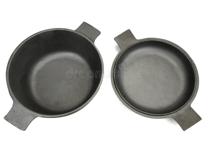 High Angle View on the Opened Cast Iron Pan Isolated Stock Photo ...