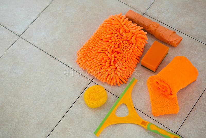 Orange cleaning glove stock photo. Image of duties, house - 32289386
