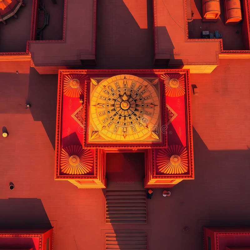 A High-angle View of an Ornate Temple or Architectural Complex ...