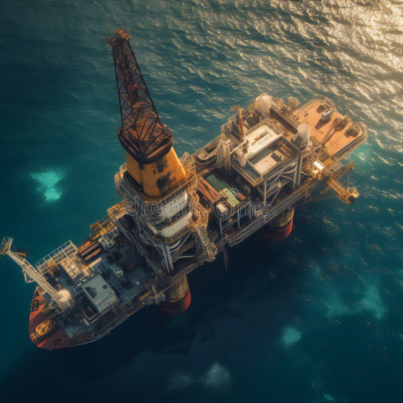 High Angle View Overlooking the Oil Rig.generative Ai Stock ...