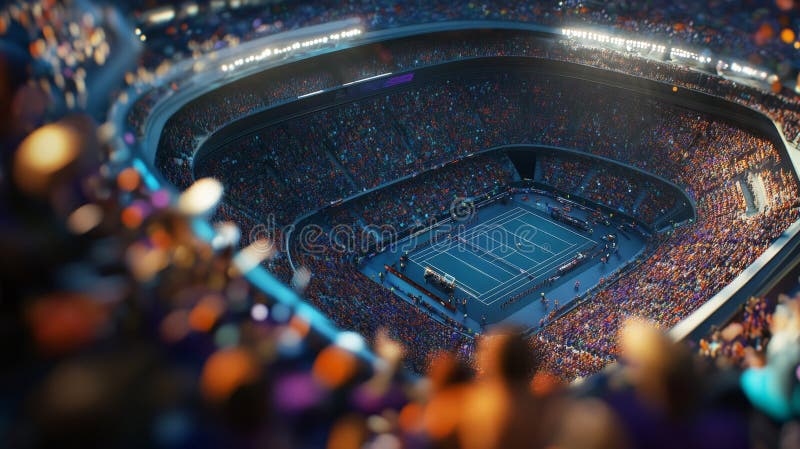 High Angle View of Packed Stadium with Enthusiastic Crowd at Event ...