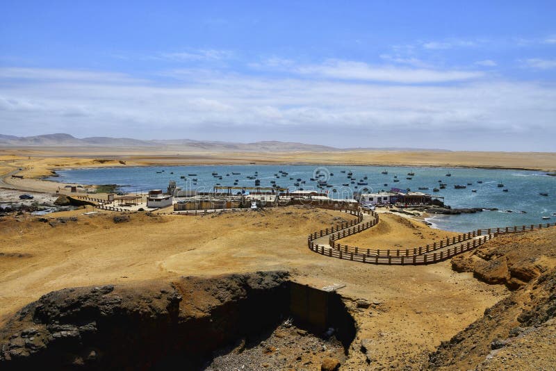 View of Paracas Candelabra at Pisco Bay in Peru Stock Image - Image of ...