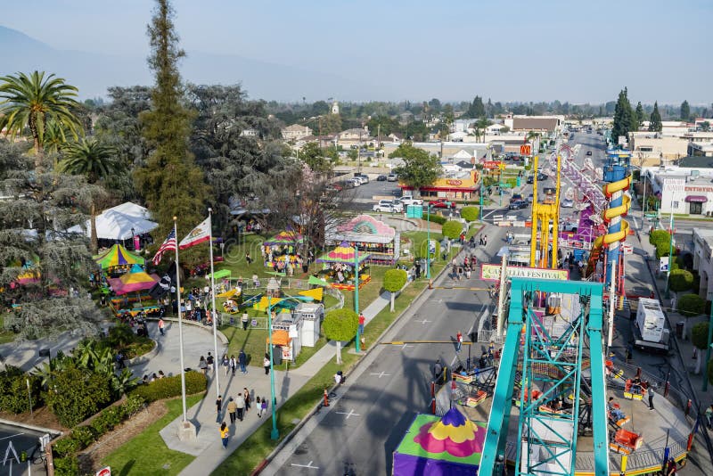 High Angle View of the Pendulum Rides and Amusement Rides at Temple ...