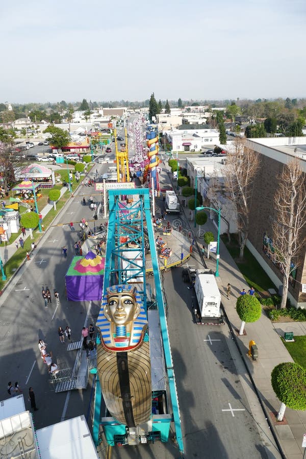 High Angle View of the Pendulum Rides and Amusement Rides at Temple ...