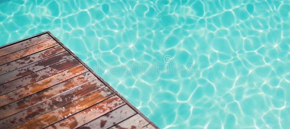 High Angle View of Pier by Swimming Pool Stock Photo - Image of wooden ...