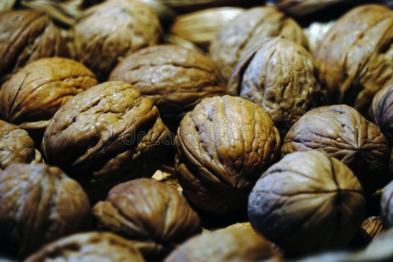 High-angle View of a Pile of Shelled Walnuts - Nuts Creating a ...