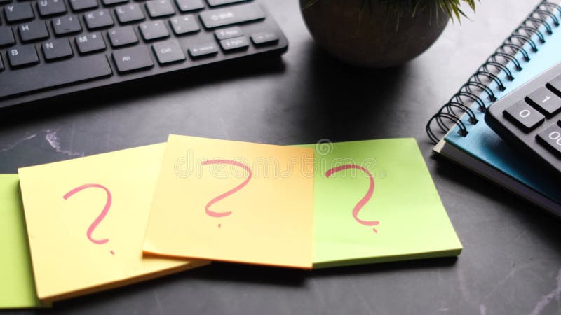 High Angle View of Question Mark on Paper on Office Desk Stock Footage ...